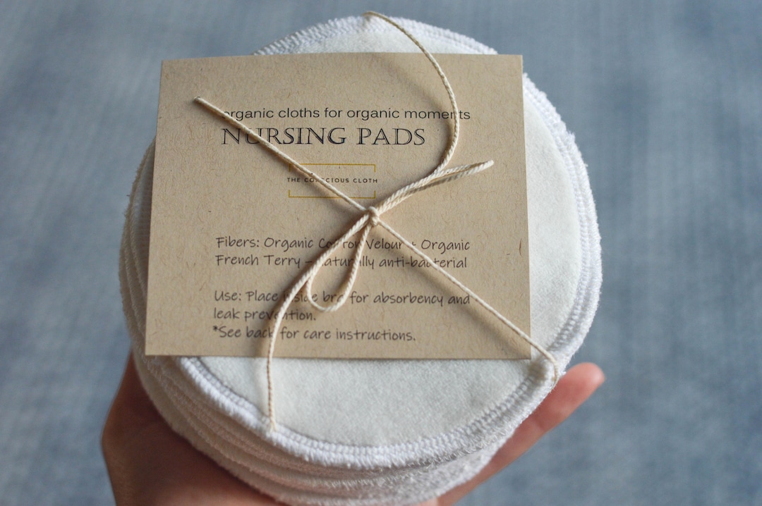 ORGANIC Cotton Nursing Pads, Reusable Breast Pads, Washable Milk Soaker ...