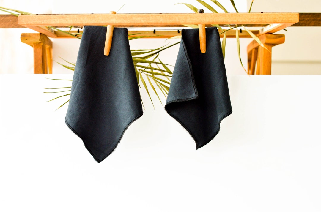 ORGANIC Cotton Black Handkerchief Reusable Tissue, Sustainable Soft ...
