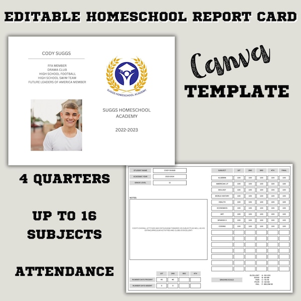 Printable Homeschool Report Card Homeschool Grade Card Template ...