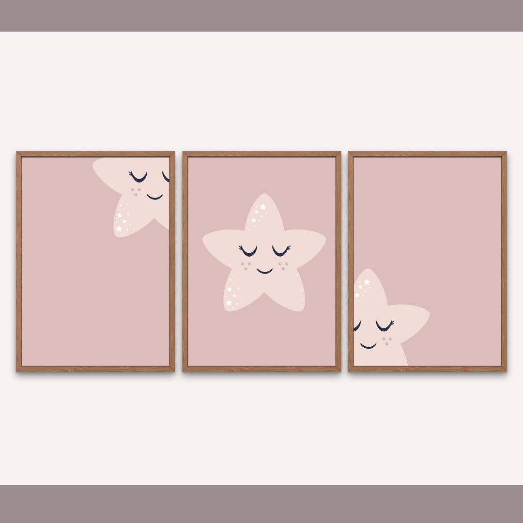 Nursery Printable, Happy Star Wall Art, Girls Boho Print, Baby Girl ...