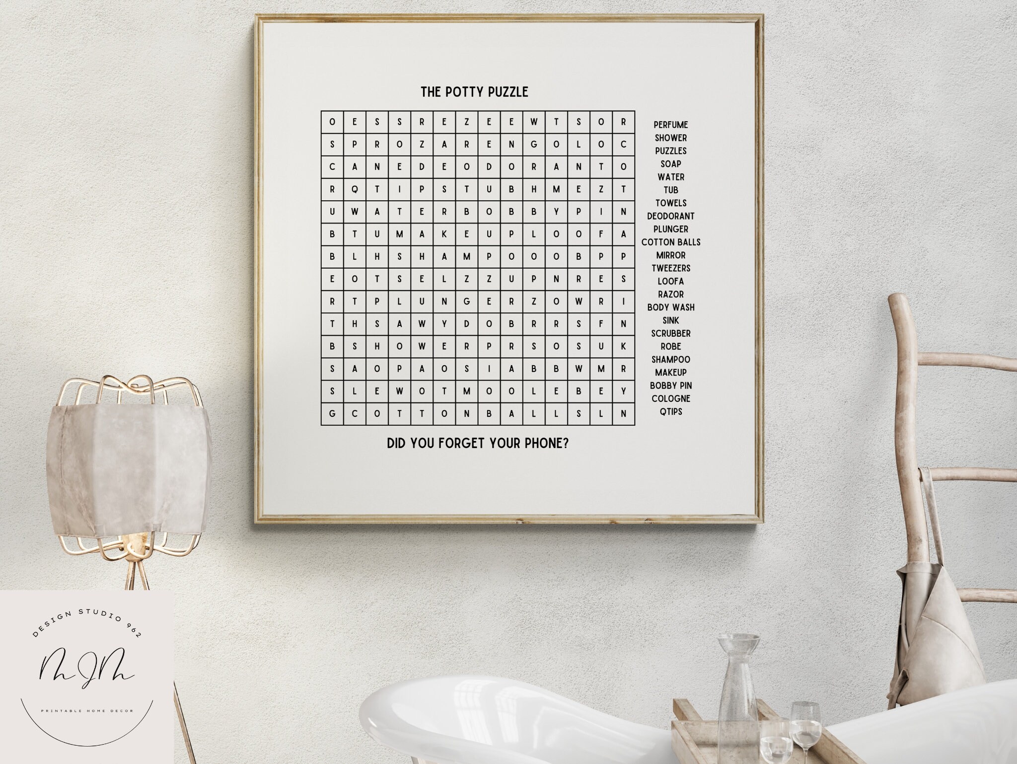 Bathroom Prints the Potty Puzzle Print Guest Bathroom Decor Word Search ...