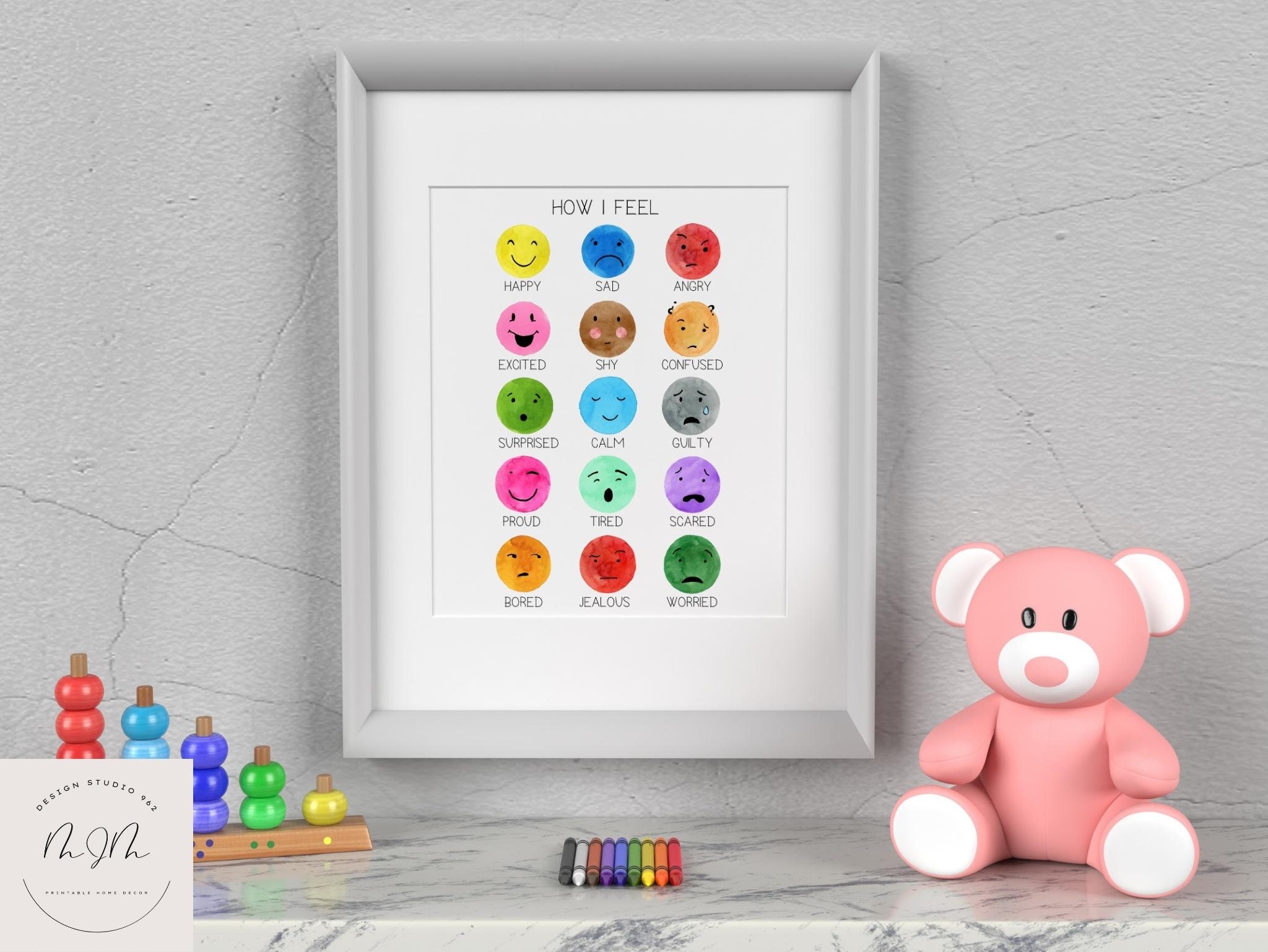 Colorful Feelings Chart, Emotions Print, Printable Wall Art, Montessori ...