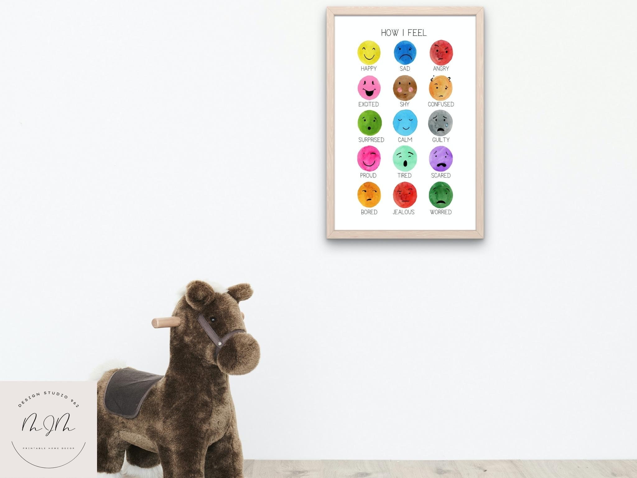 Colorful Feelings Chart, Emotions Print, Printable Wall Art, Montessori ...