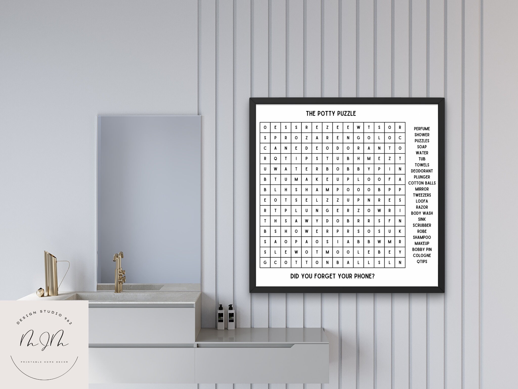 Bathroom Prints the Potty Puzzle Print Guest Bathroom Decor Word Search ...