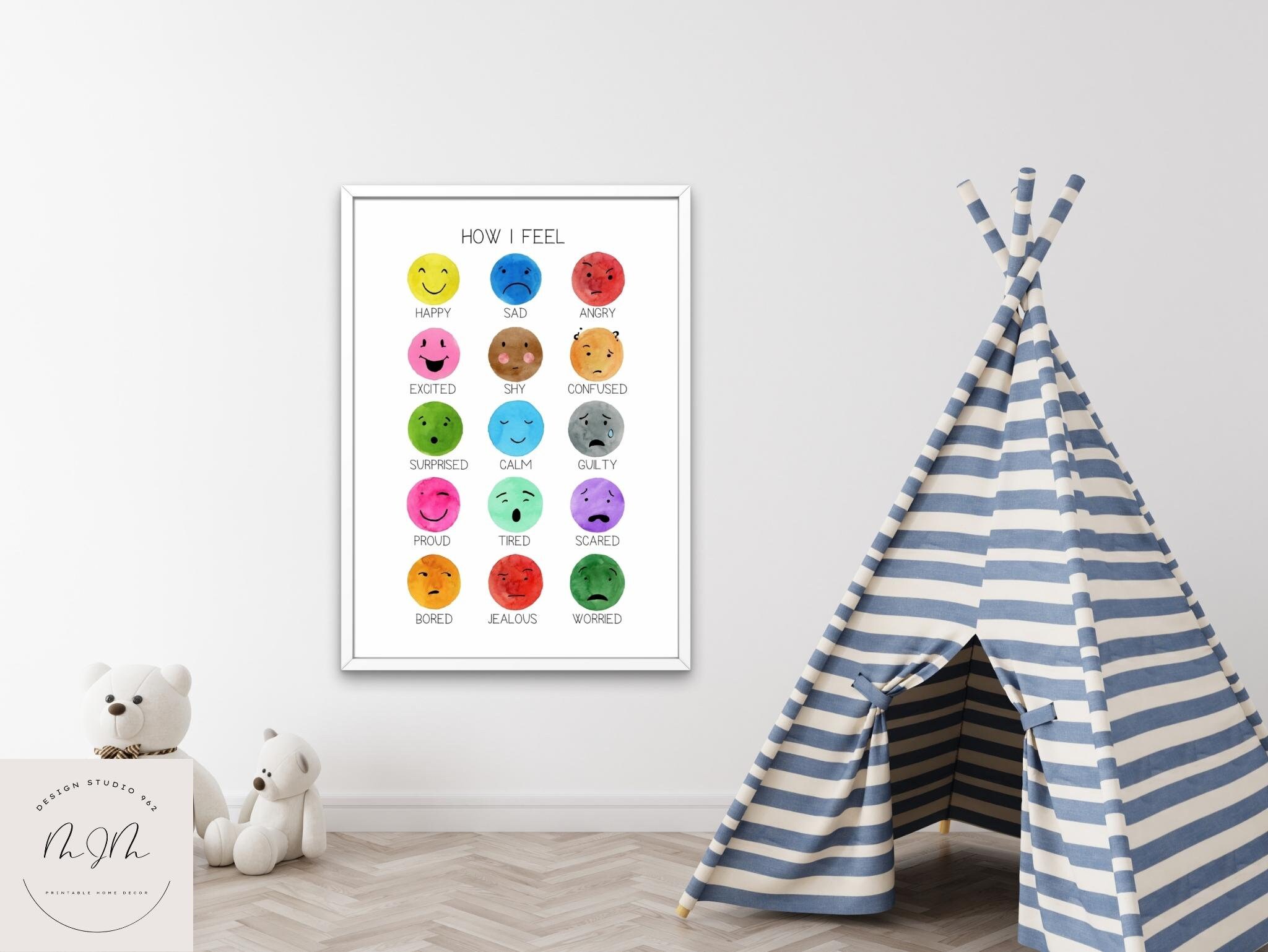 Colorful Feelings Chart, Emotions Print, Printable Wall Art, Montessori ...