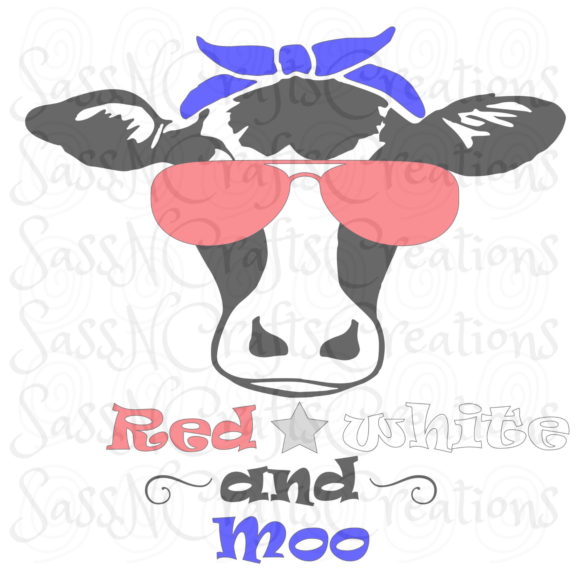 Red White and Moo SVG File for Cricut, SCAL, Scan and Cut, Inkscape ...