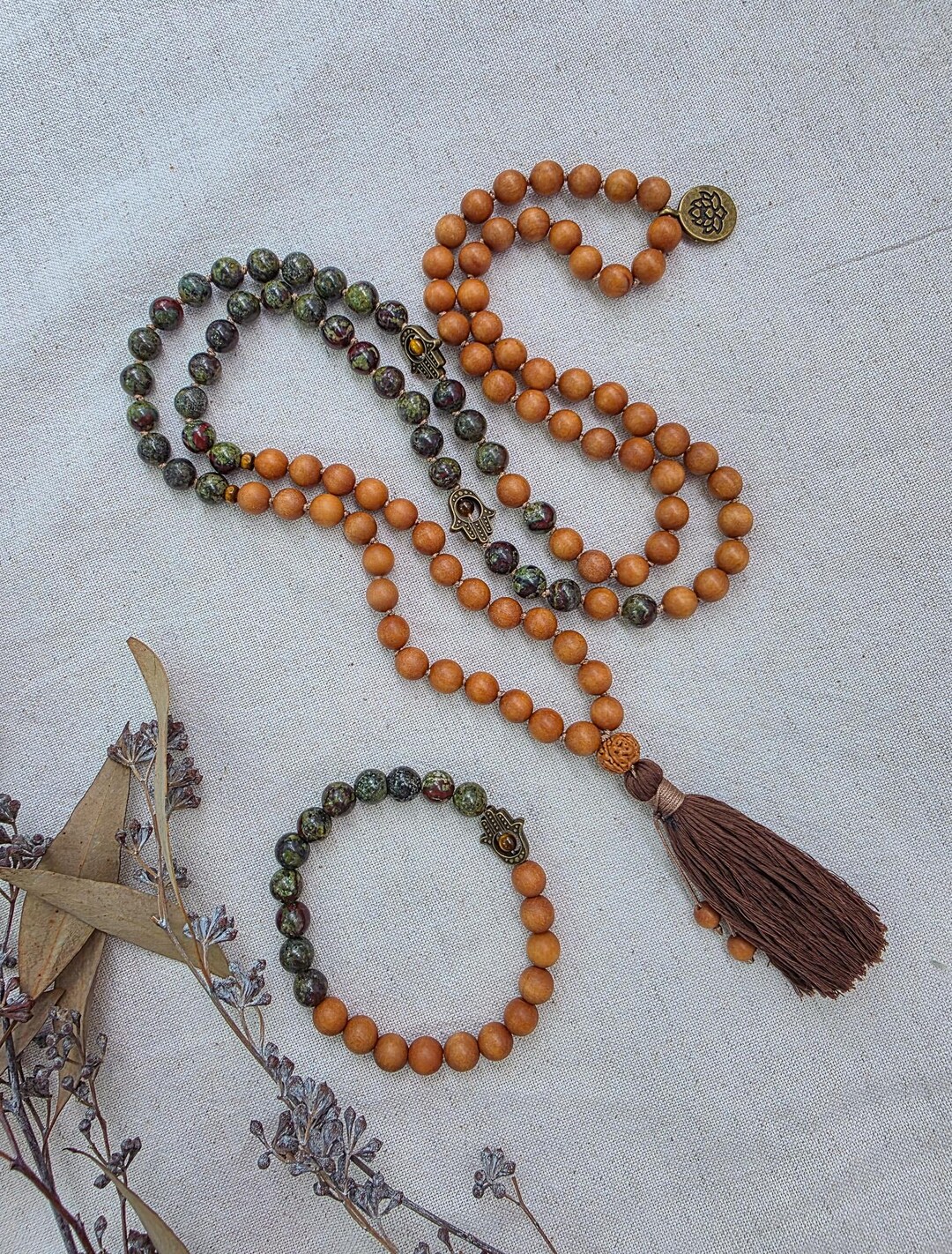 Sandalwood & Dragon Bloodstone Mala – 108 Bead Protection and Strength ...