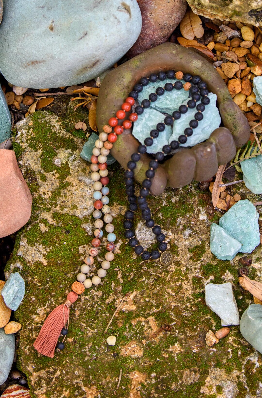Grounding Roots Mala - Lava Rock, Ocean Jasper and Red Jasper, 108 ...