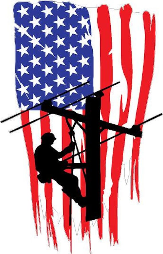 Lineman and American Flag Decal. - Etsy