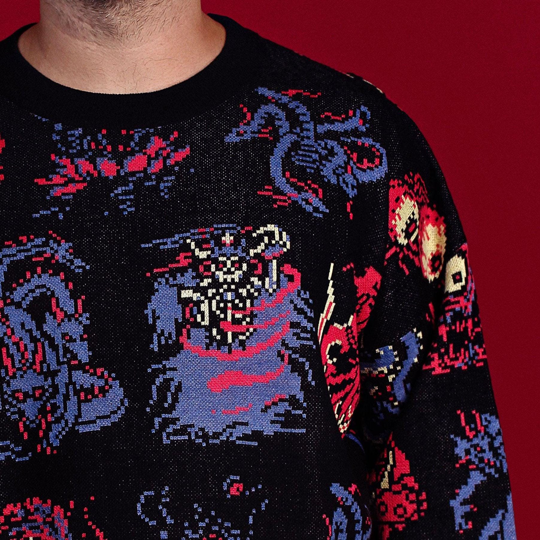 Boss Sprites Knit Sweater, Video Game Character Pullover, Gift for ...