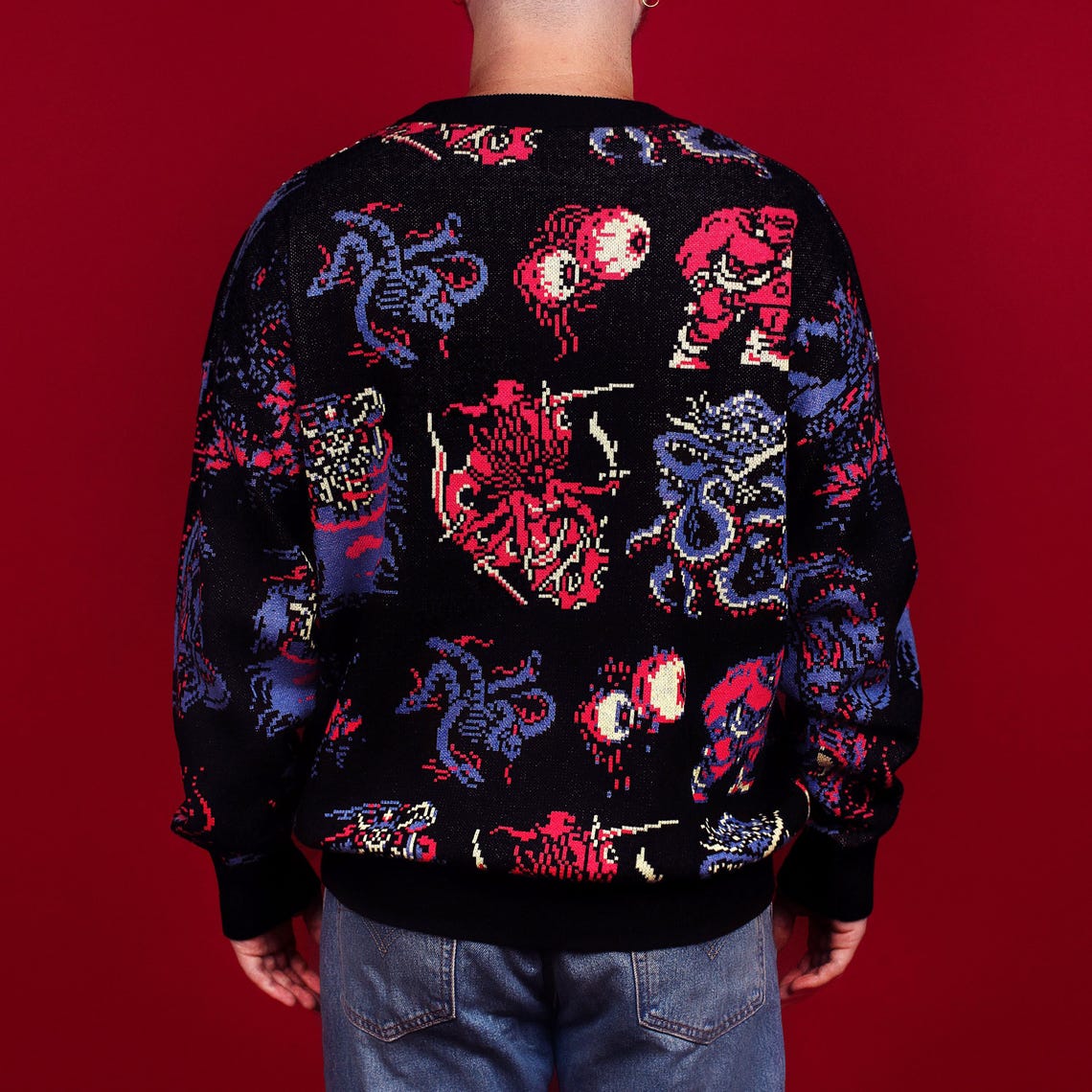 Boss Sprites Knit Sweater, Video Game Character Pullover, Gift for ...