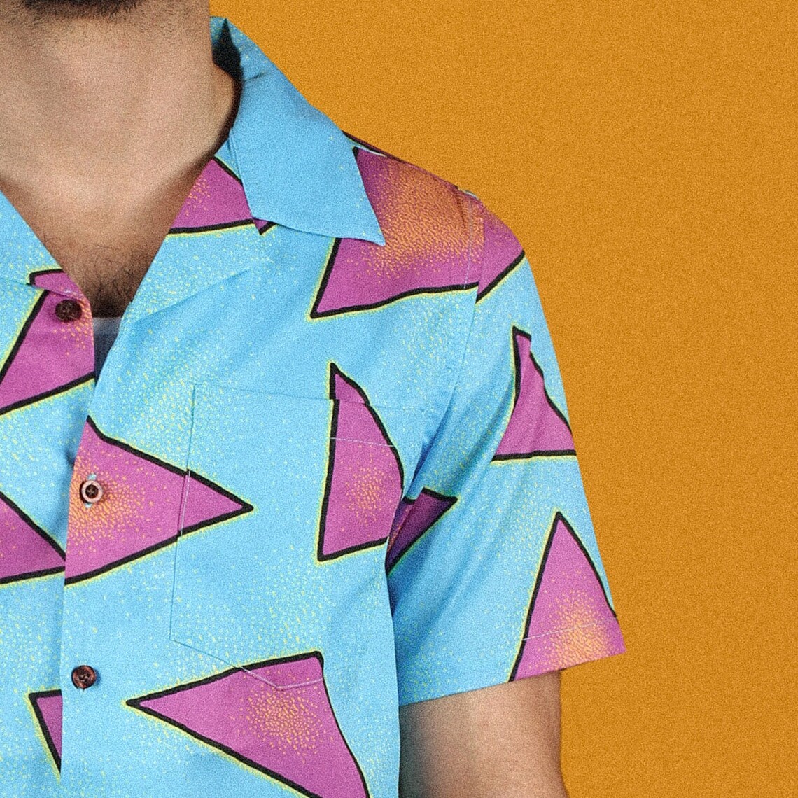 90's Rocko's Modern Life Hawaiian Shirt, Blue and Purple Triangle ...
