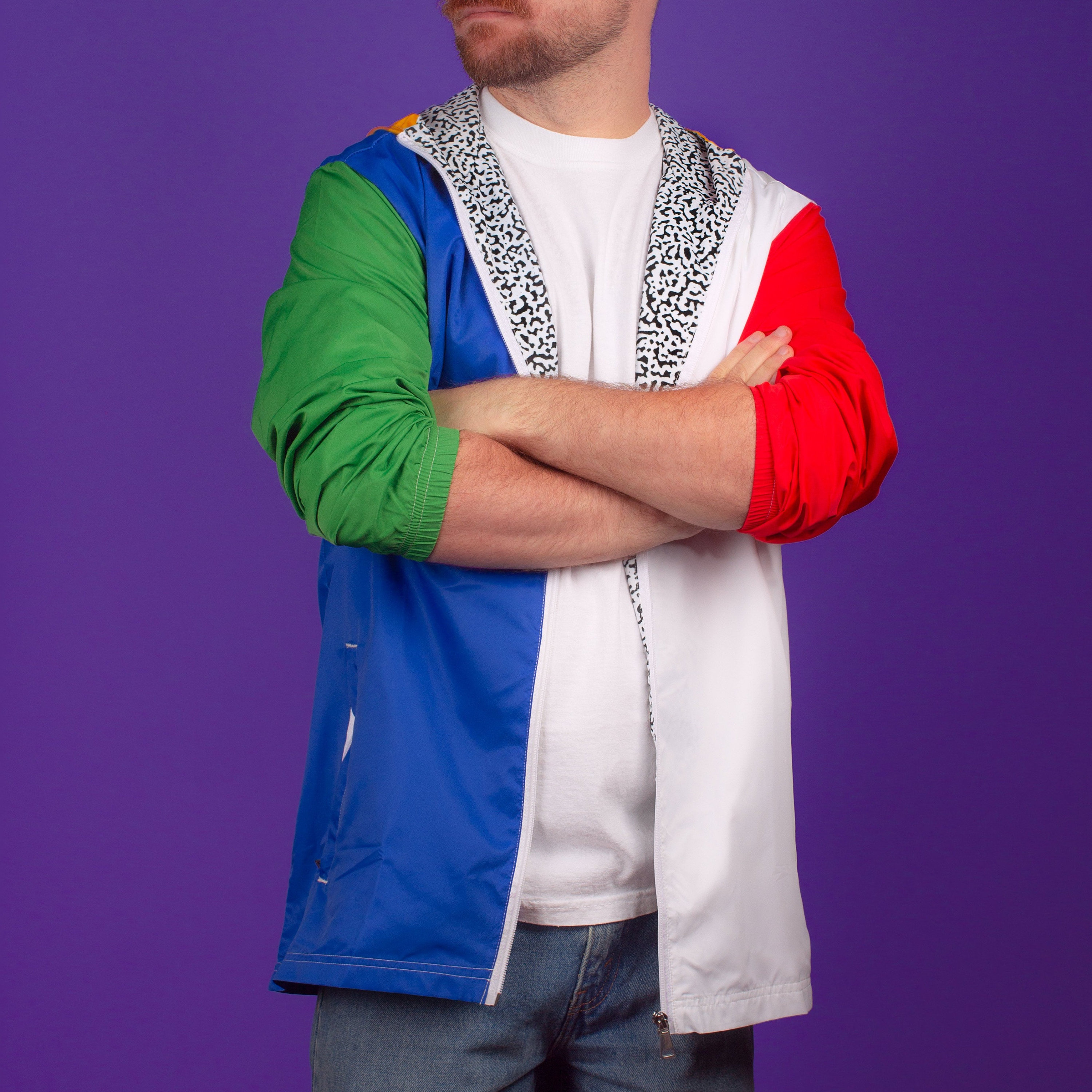 80's Memphis Color Block Windbreaker Vintage Inspired Retro Vibrant and ...