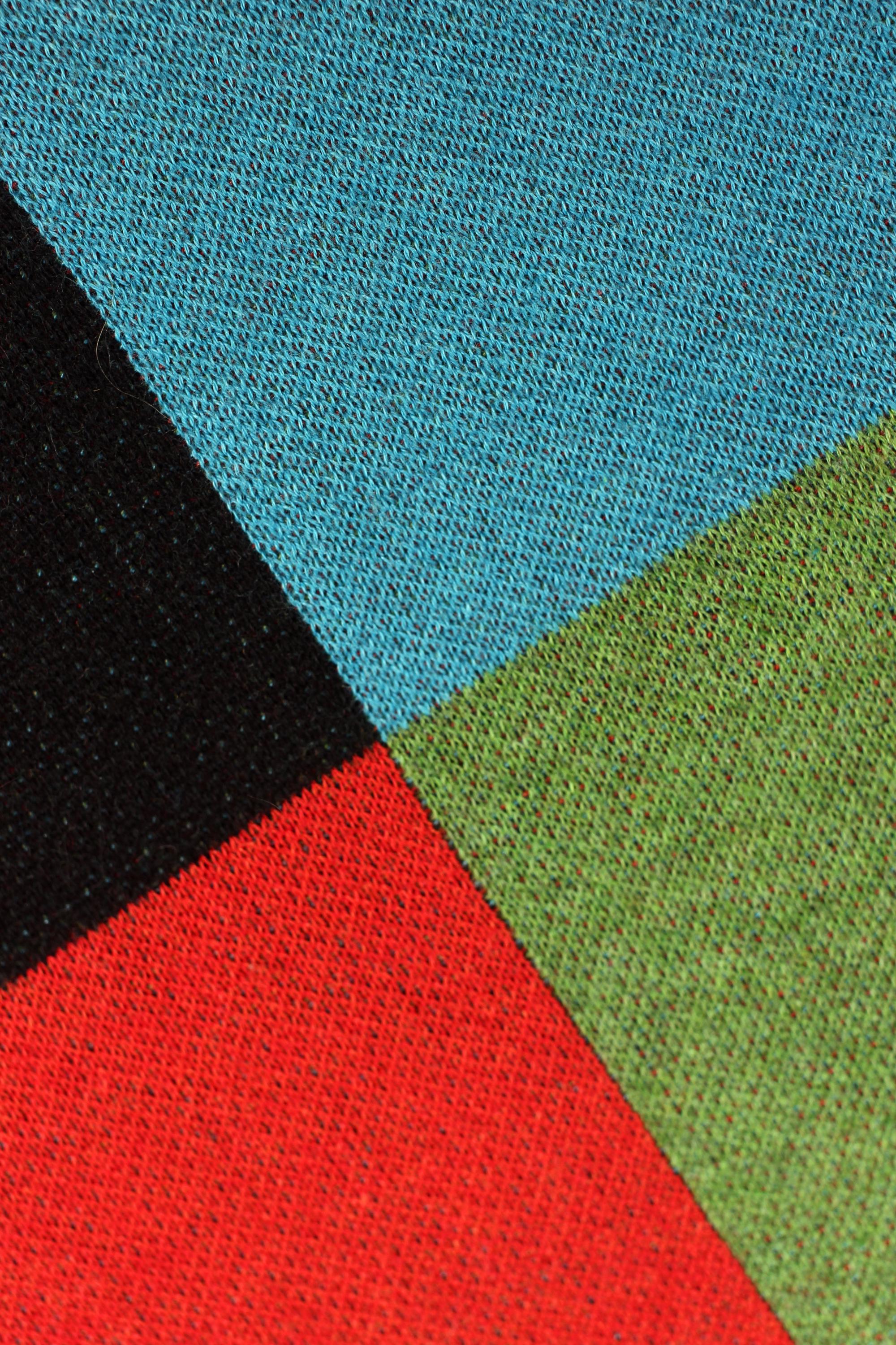 RGB Grid Block Knit Sweater, Primary Color Funky Colorful Geometric 80 ...