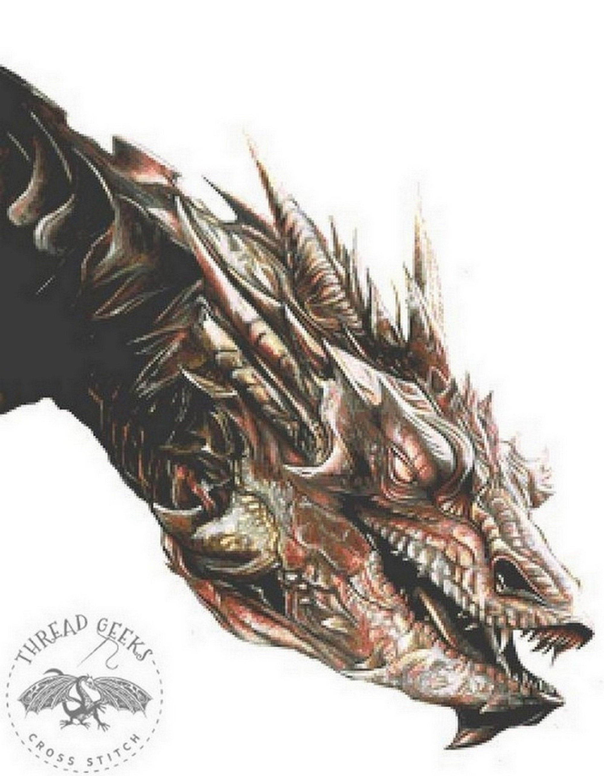 Smaug PDF Counted Cross Stitch Chart Modern Pattern UK Seller Goth ...
