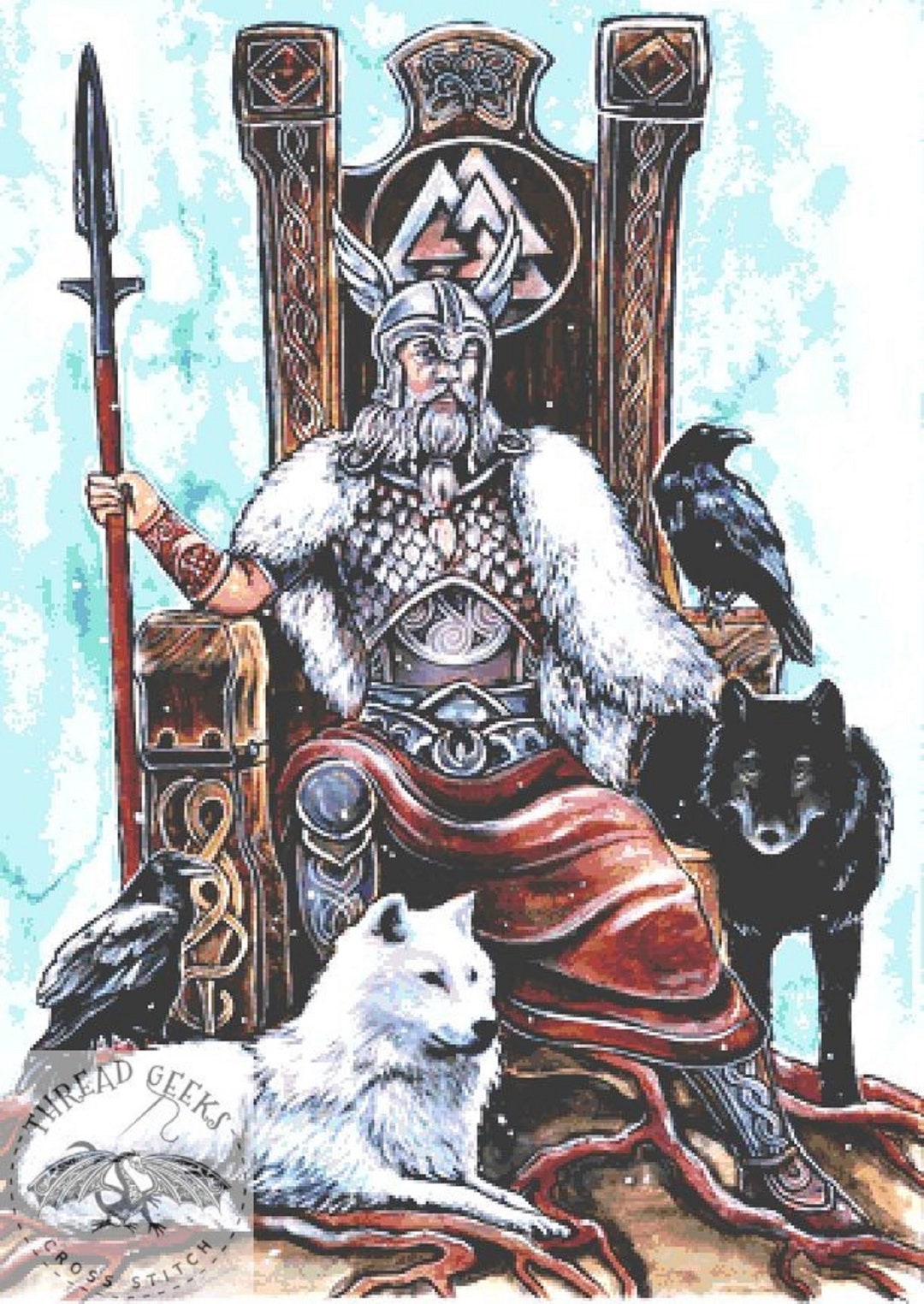 Odin Norse God Viking PDF Counted Cross Stitch Chart - Modern Pattern ...