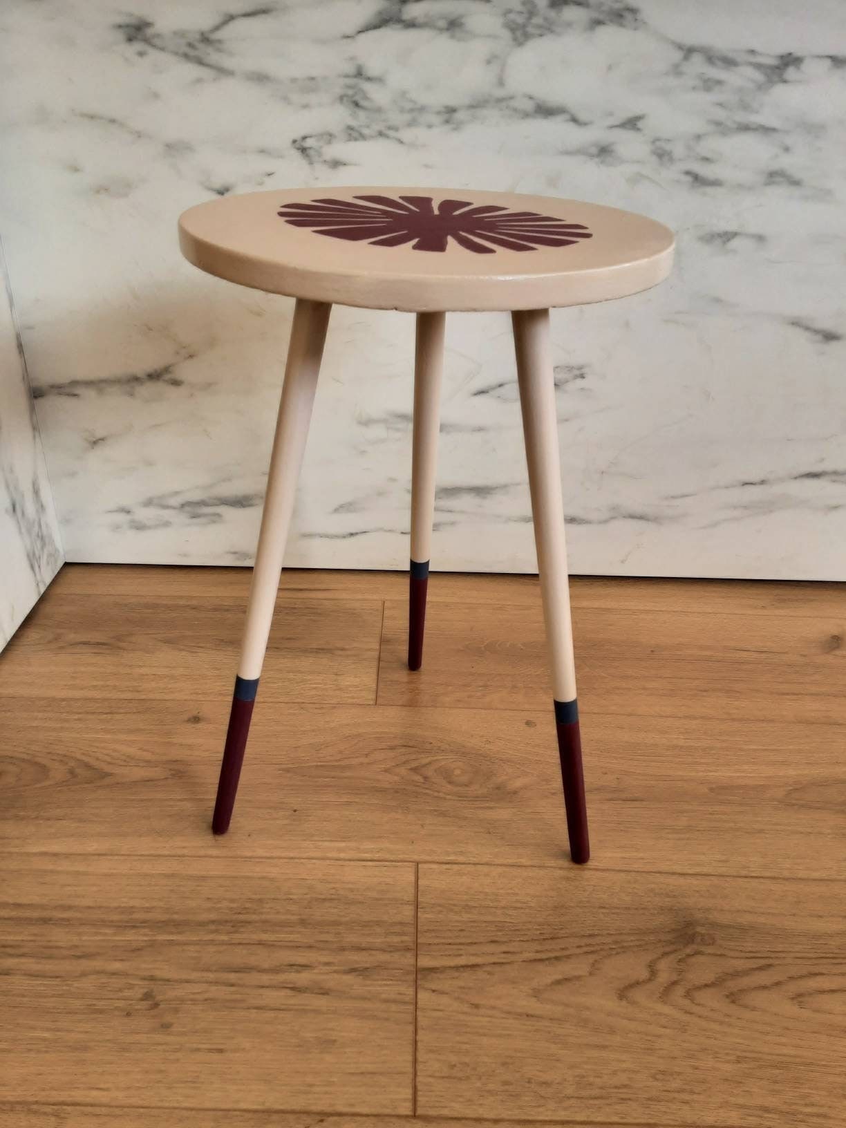 Mid Century Modern Unique Small Coffee Table, Hand Painted Vintage ...