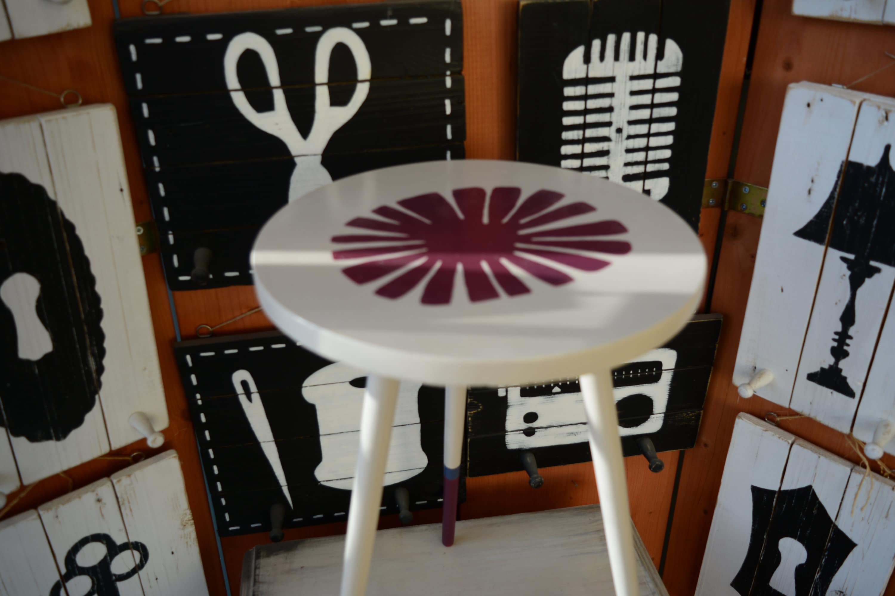 Mid Century Modern Unique Small Coffee Table, Hand Painted Vintage ...