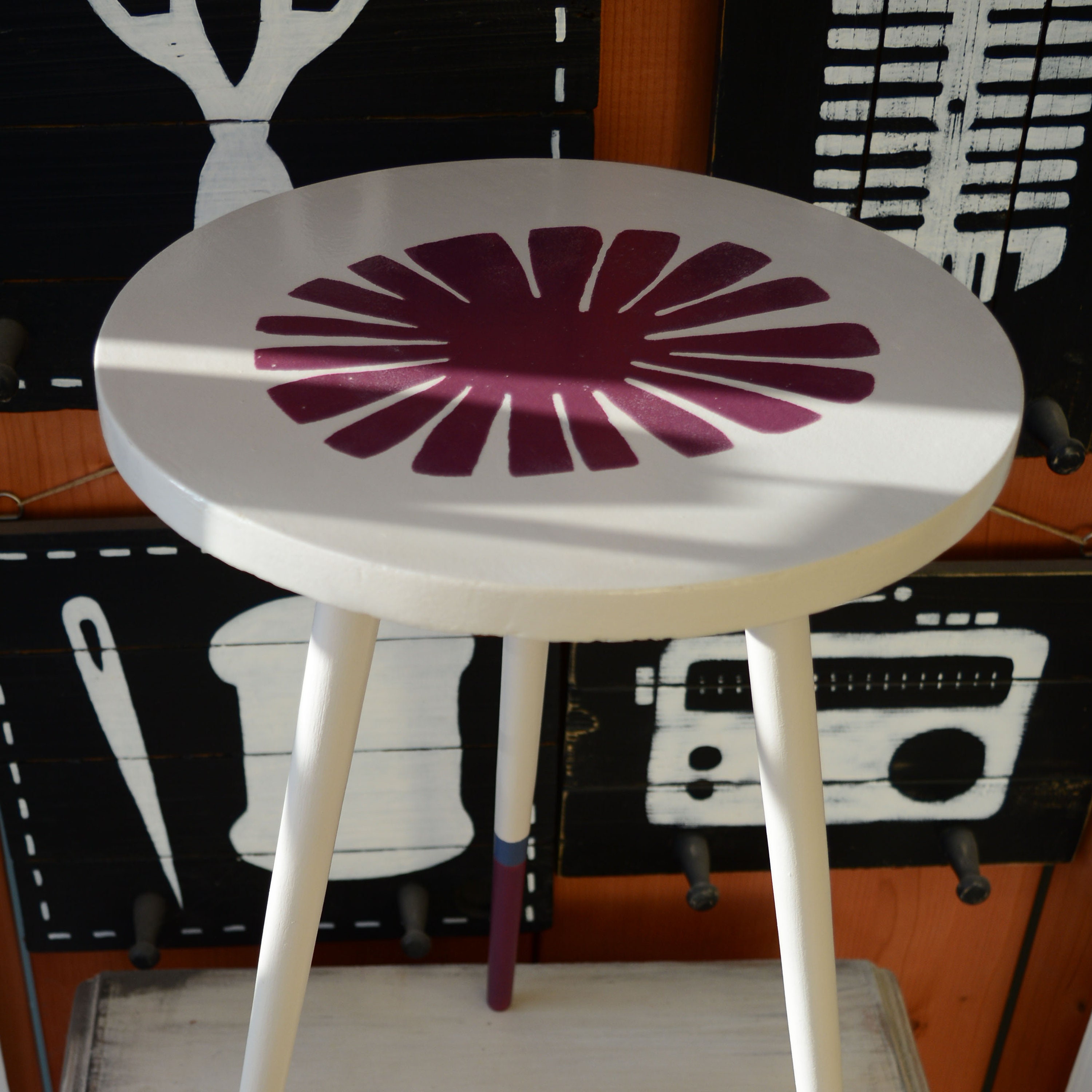 Mid Century Modern Unique Small Coffee Table, Hand Painted Vintage ...