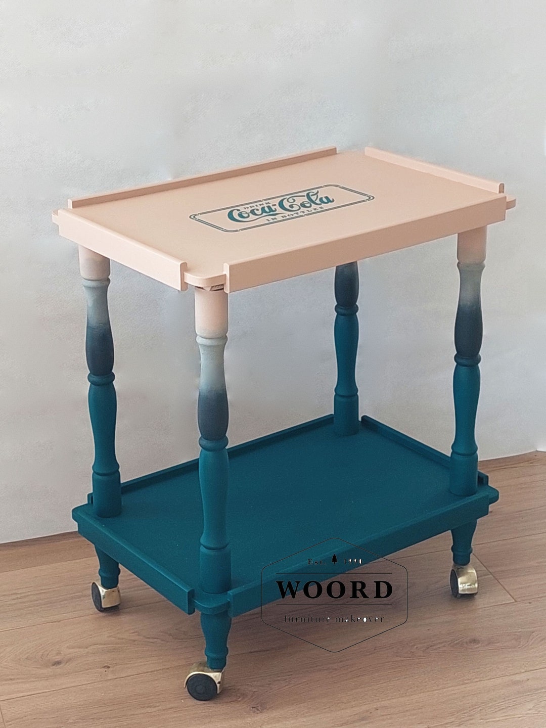 Vintage Side Table Bar Cart, Unique Painted Furniture for Maximalist ...