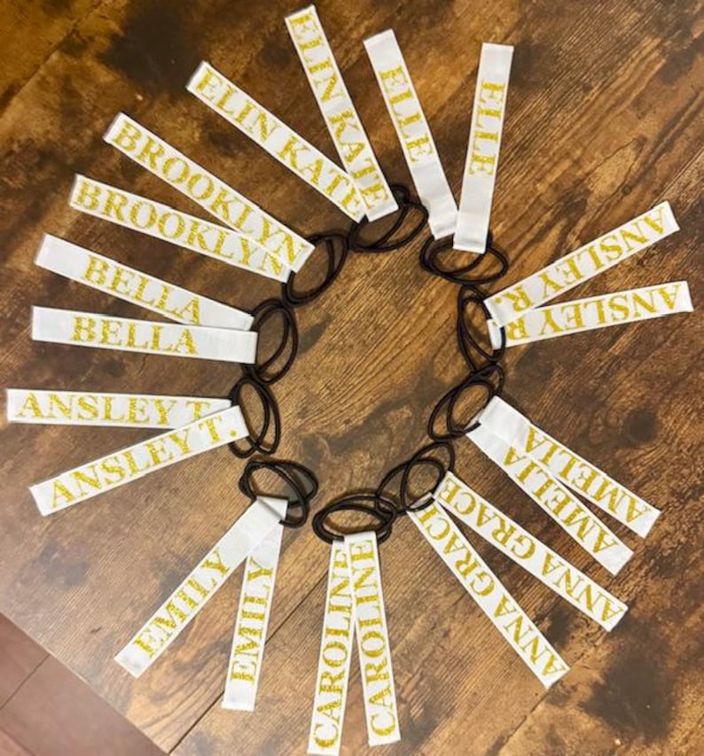 Personalized Cheer Pom Pom Name Tags: Glitter HTV, School Colors (set ...