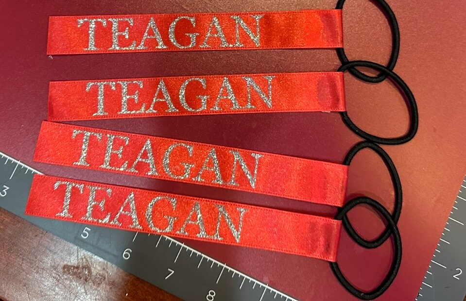 Pom Pom Name Tags for Cheer, Personalized Name & School Colors (set of ...