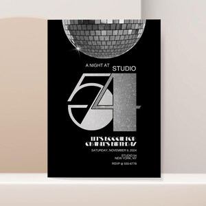 Studio 54 Birthday Invitation 1970s Studio 54 Themed Invitation Silver ...