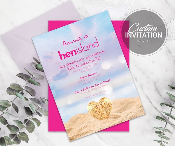 Love Island Hen Party Invitation | Love Island Theme Bachelorette ...
