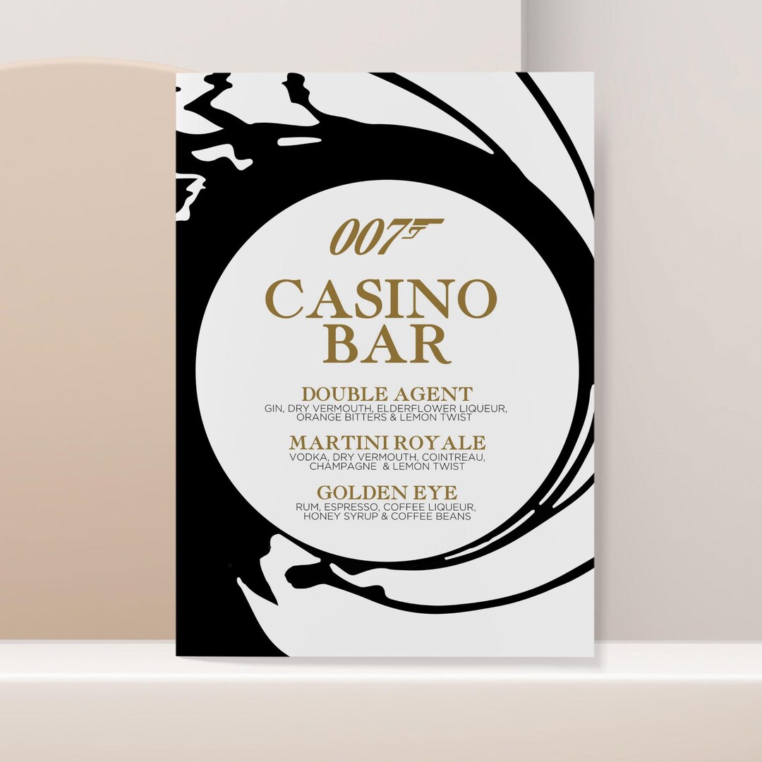 007 Bar Menu Sign Editable James Bond Cocktail Menu Sign - Etsy UK