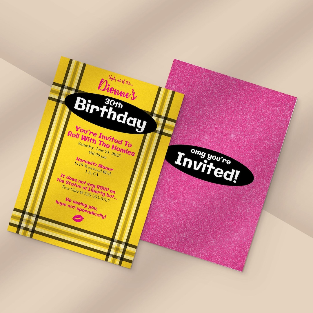 Clueless Party Invite Clueless Birthday Invitation Template Clueless ...