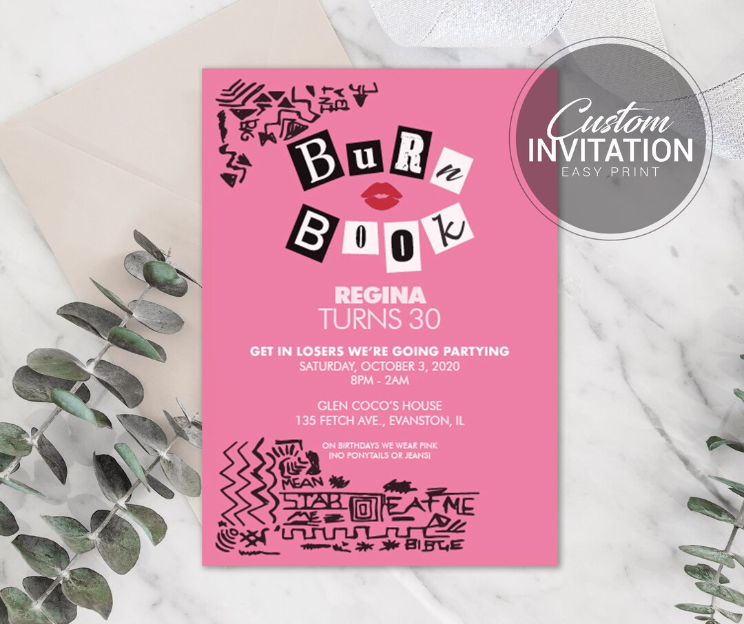 Mean Girls Party Invitation Mean Girls Birthday Theme Bachelorette ...