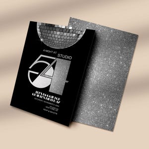 Studio 54 Birthday Invitation 1970s Studio 54 Themed Invitation Silver ...