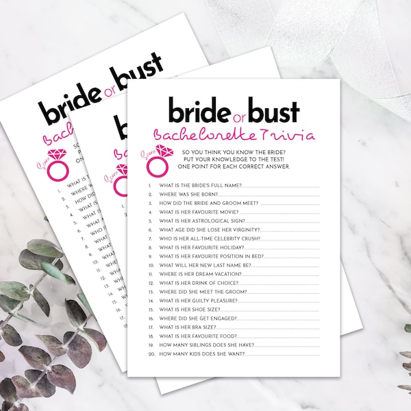 Bride Trivia Game - Etsy