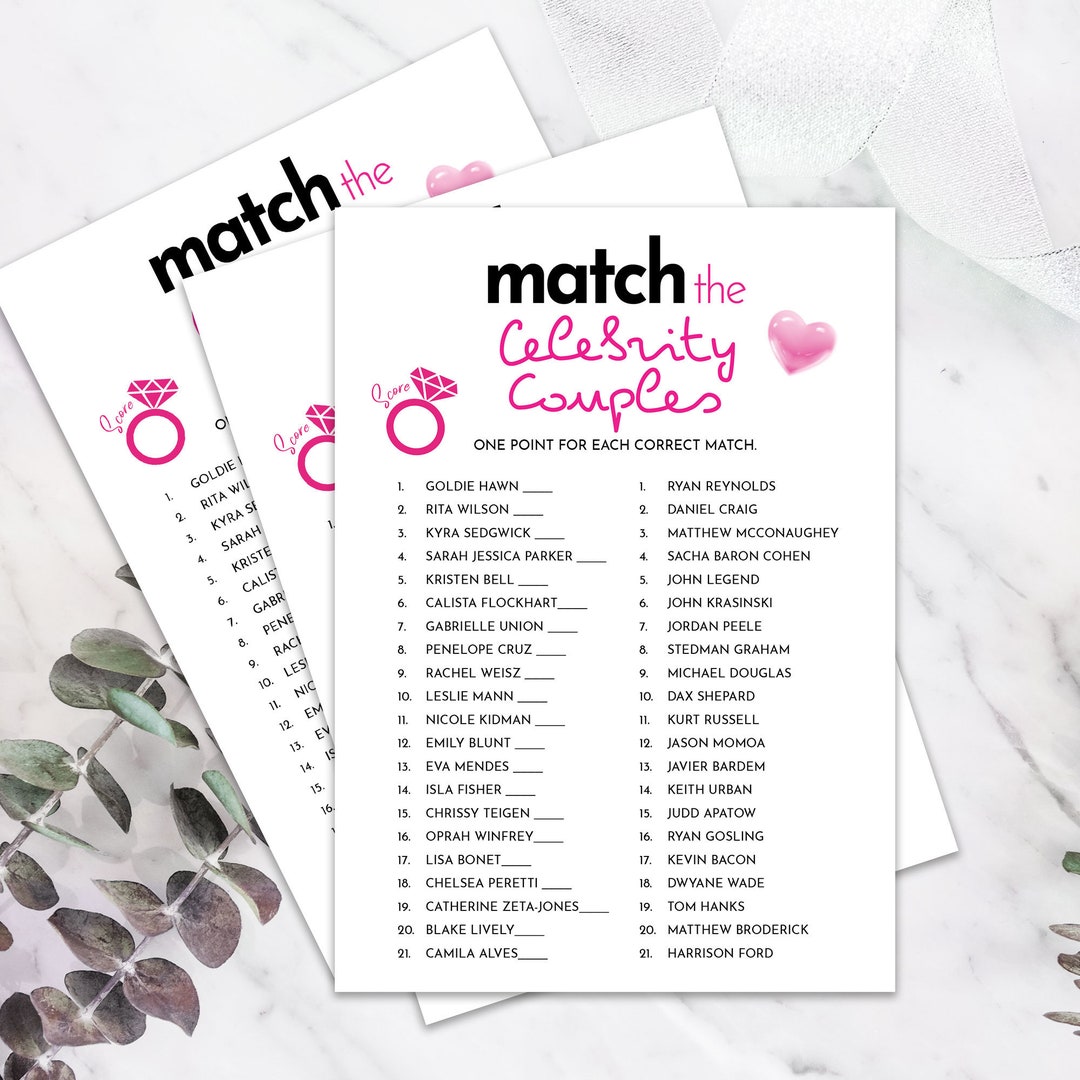 Match the Celebrity Couples Game Bachelorette Island Party - Etsy