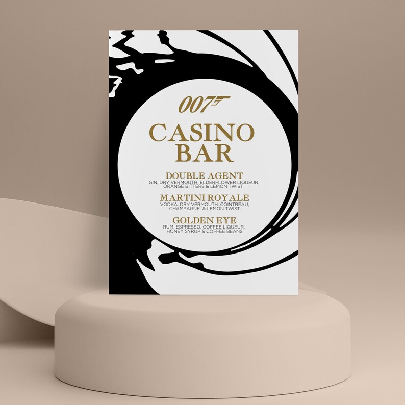 007 Bar Menu Sign Editable James Bond Cocktail Menu Sign - Etsy UK