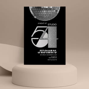 Studio 54 Birthday Invitation 1970s Studio 54 Themed Invitation Silver ...
