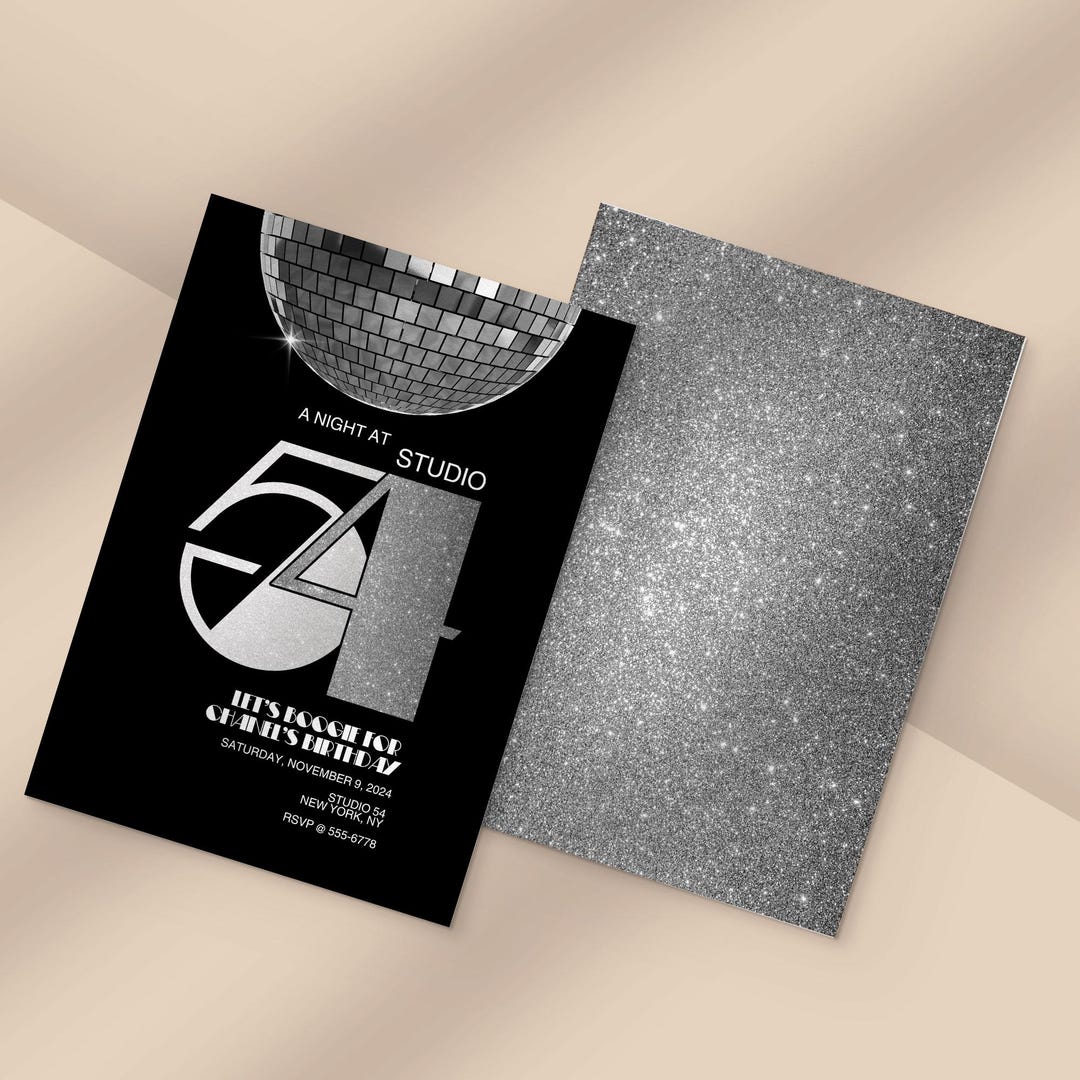 Studio 54 Birthday Invitation 1970s Studio 54 Themed Invitation Silver ...
