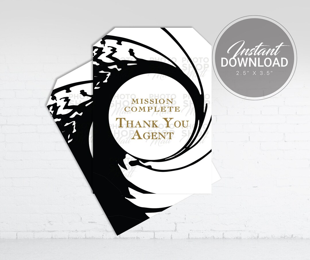 007 Party Theme Thank You Tags Spy Theme Party Favours James Bond Theme ...