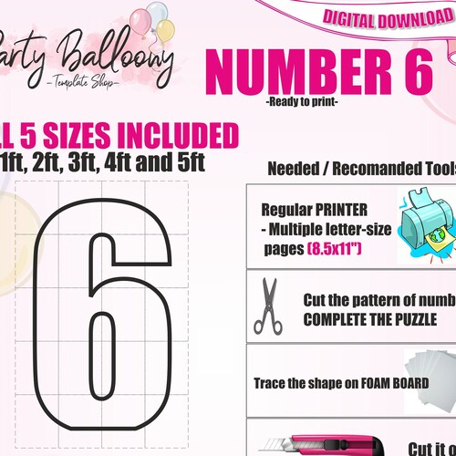 Number 6 All Sizes from 1ft to 5ft/mosaic Numbers From - Etsy