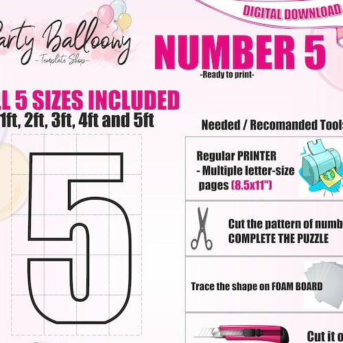 Number 5 All Sizes from 1ft to 5ft/mosaic Numbers From - Etsy