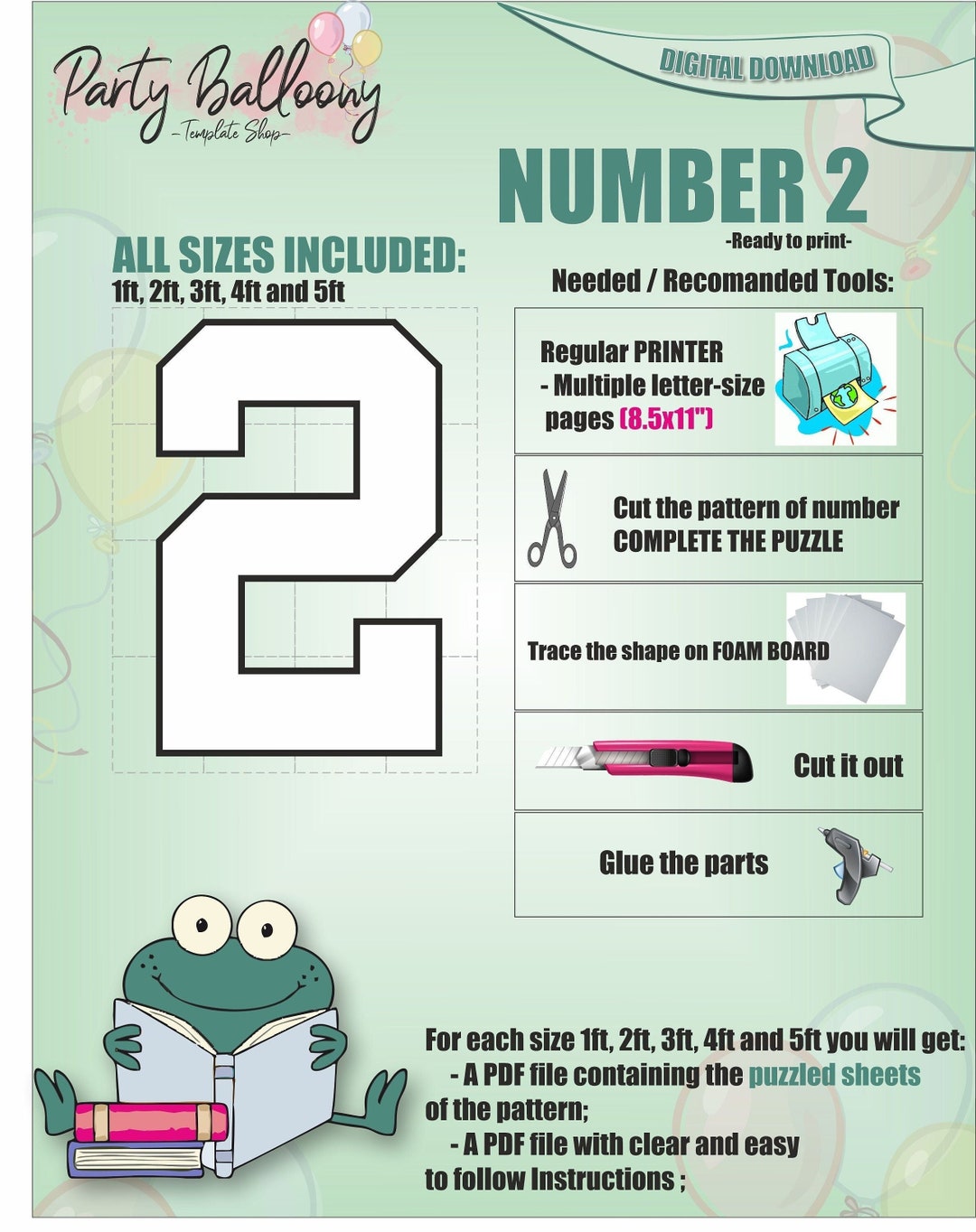 Square Number 2-all Sizes (1ft to 5ft)/mosaic From Balloons Marquee ...