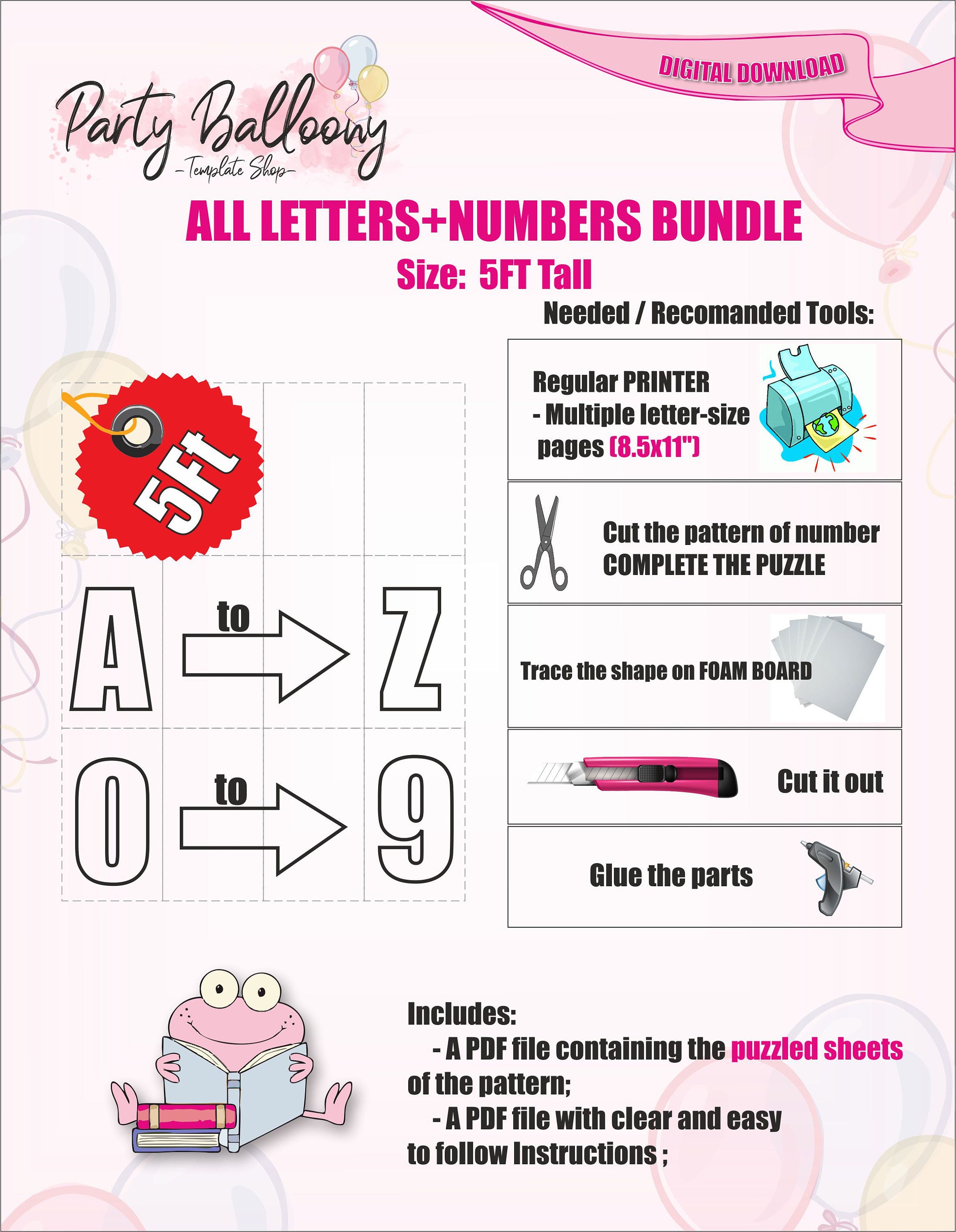 1ft All Letters A Z Bundle Large Foam Letter Templates Marquee Letter 