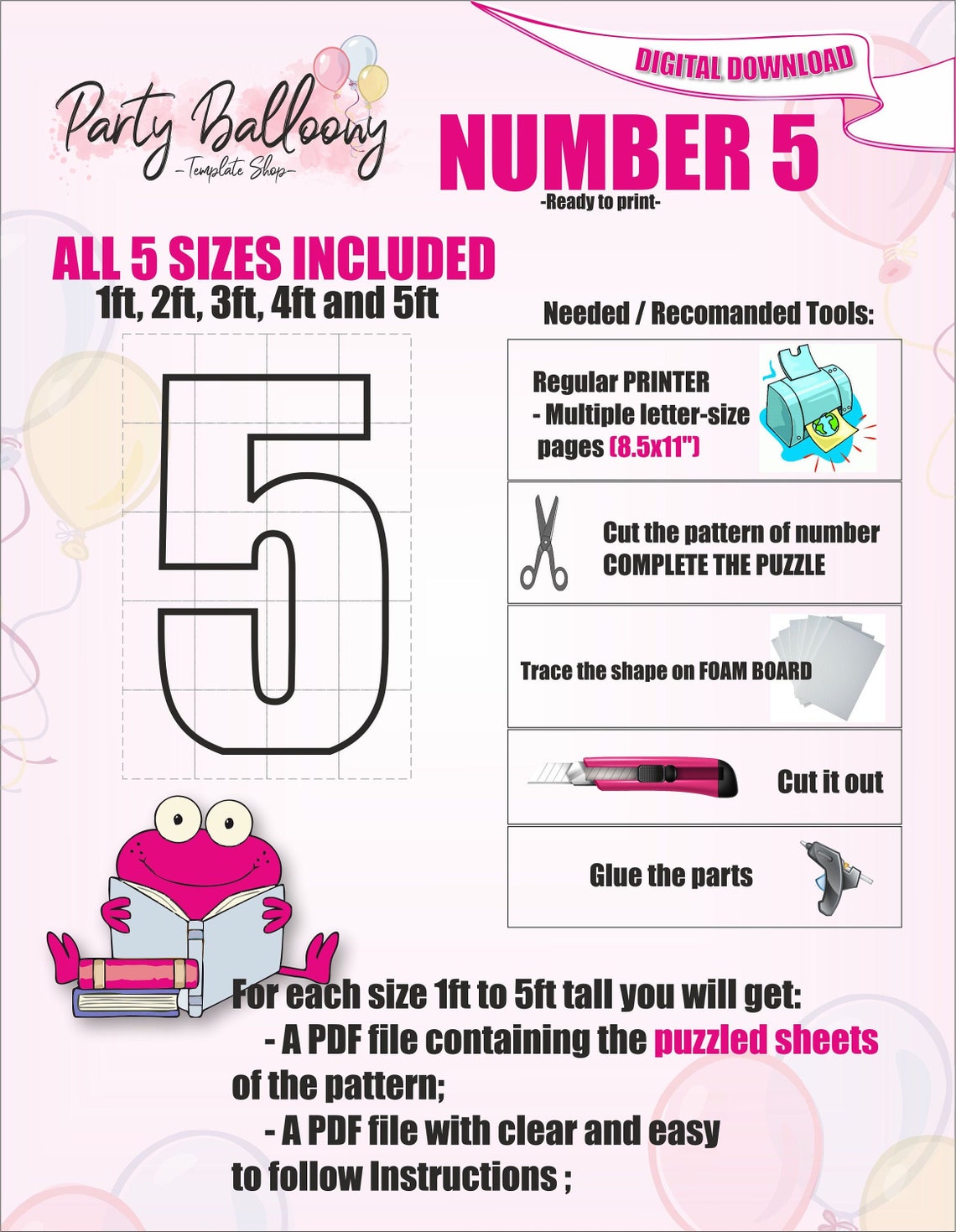 Number 5 All Sizes from 1ft to 5ft/mosaic Numbers From - Etsy