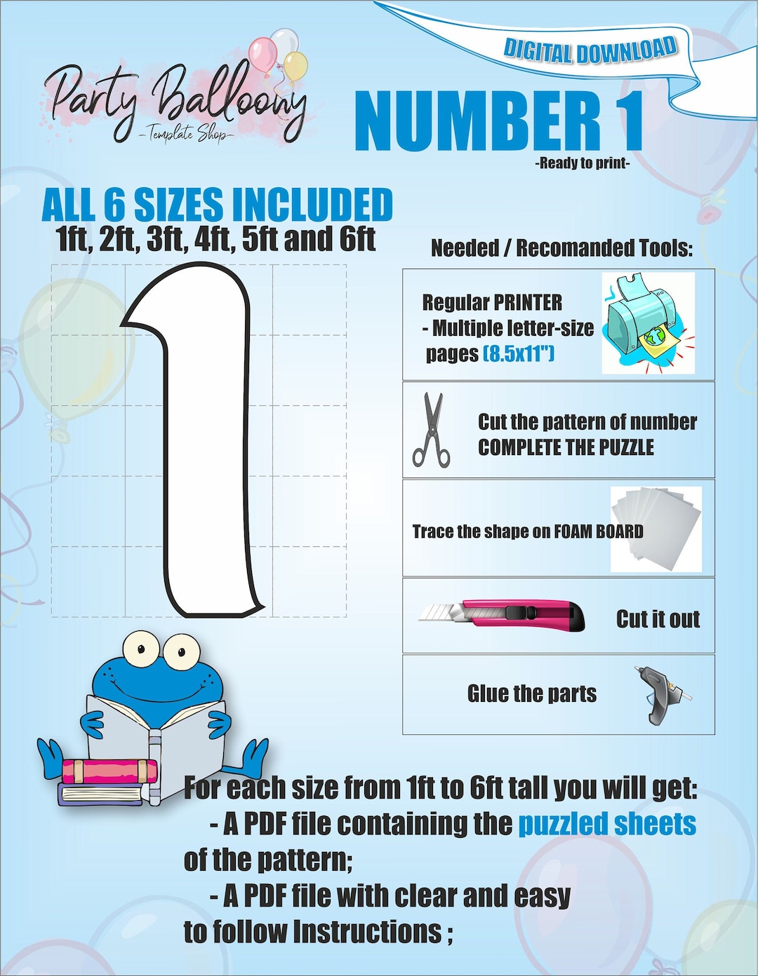 Fancy Number 1-all Sizes (from 1ft to 6ft)/mosaic From Balloons Fancy ...