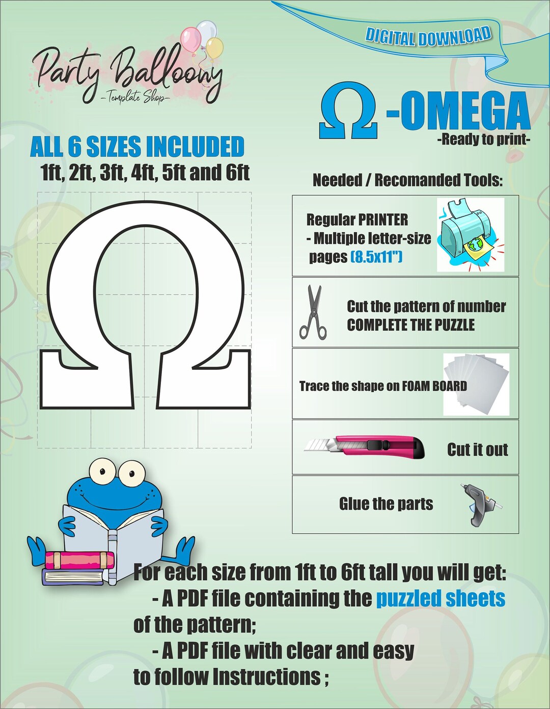 Ω Omega-all Sizes (from 1ft to 6ft)/mosaic From Balloons Greek Letter Ω ...