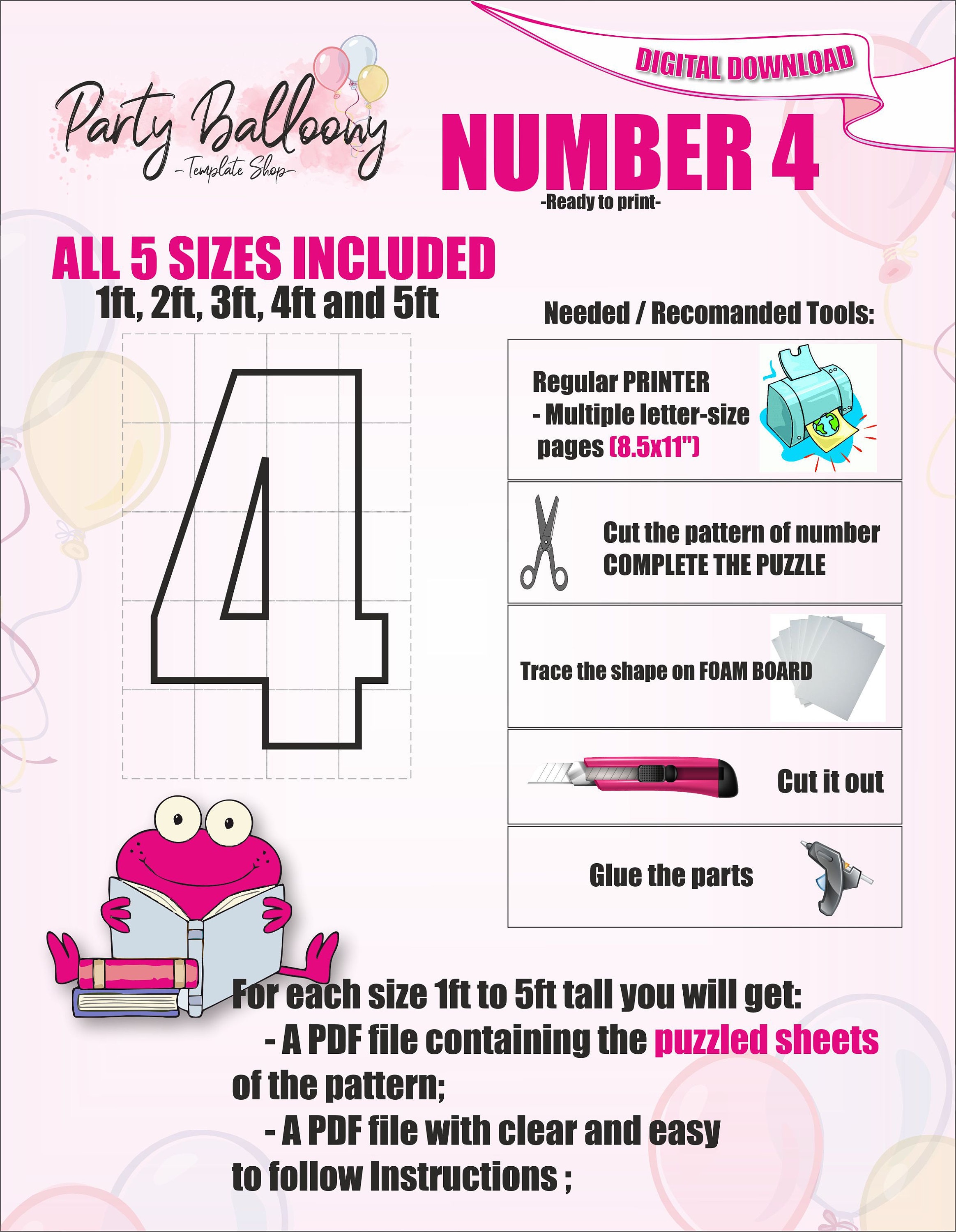 Number 4 All Sizes from 1ft to 5ft/mosaic Numbers From - Etsy UK