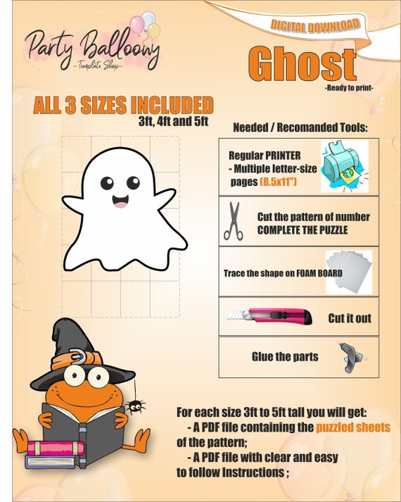 Mosaic Halloween Ghost From Balloons Template/3ft4ft and 5ft | Etsy