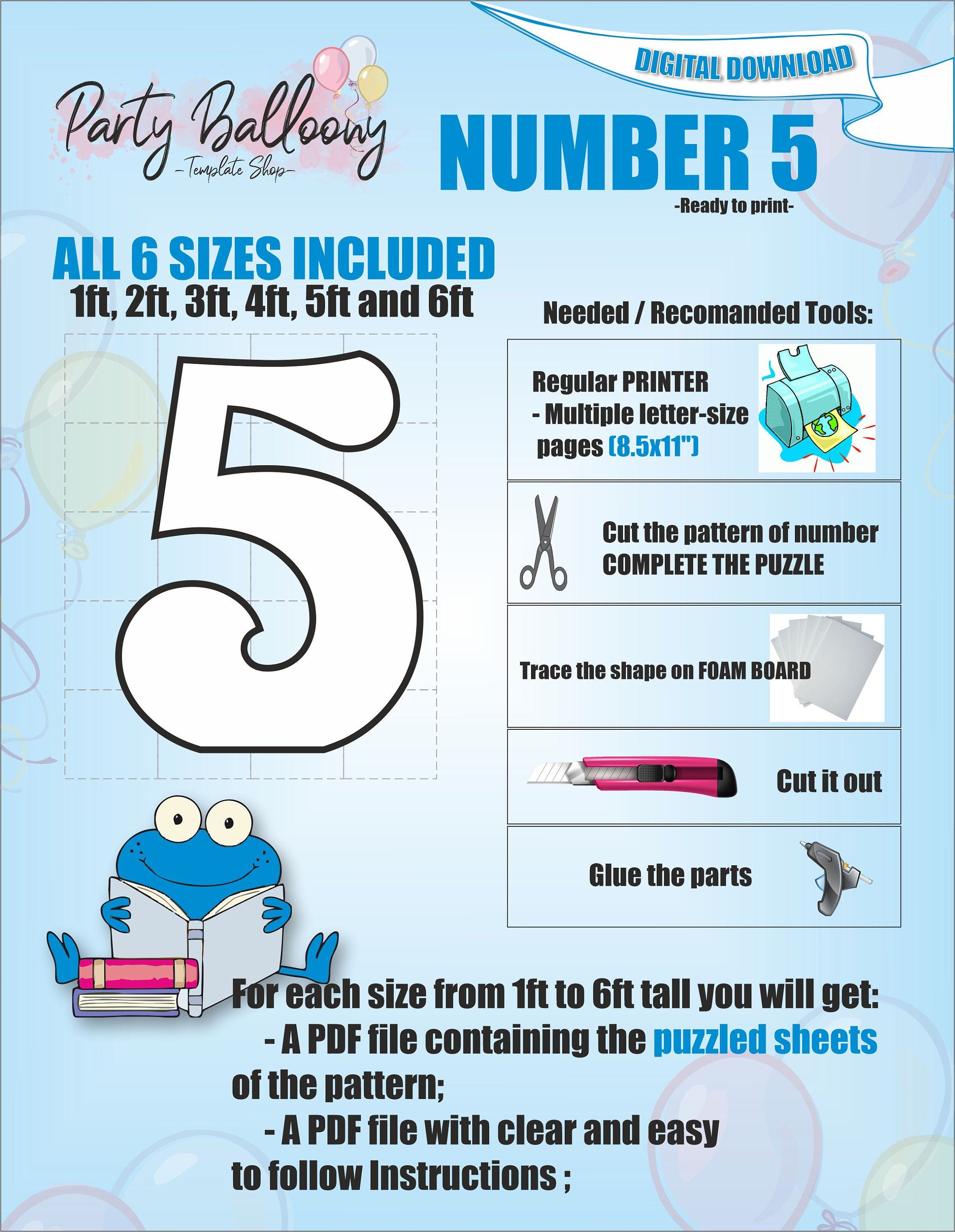 Fancy Number 5-all Sizes (from 1ft to 6ft)/mosaic From Balloons Fancy ...