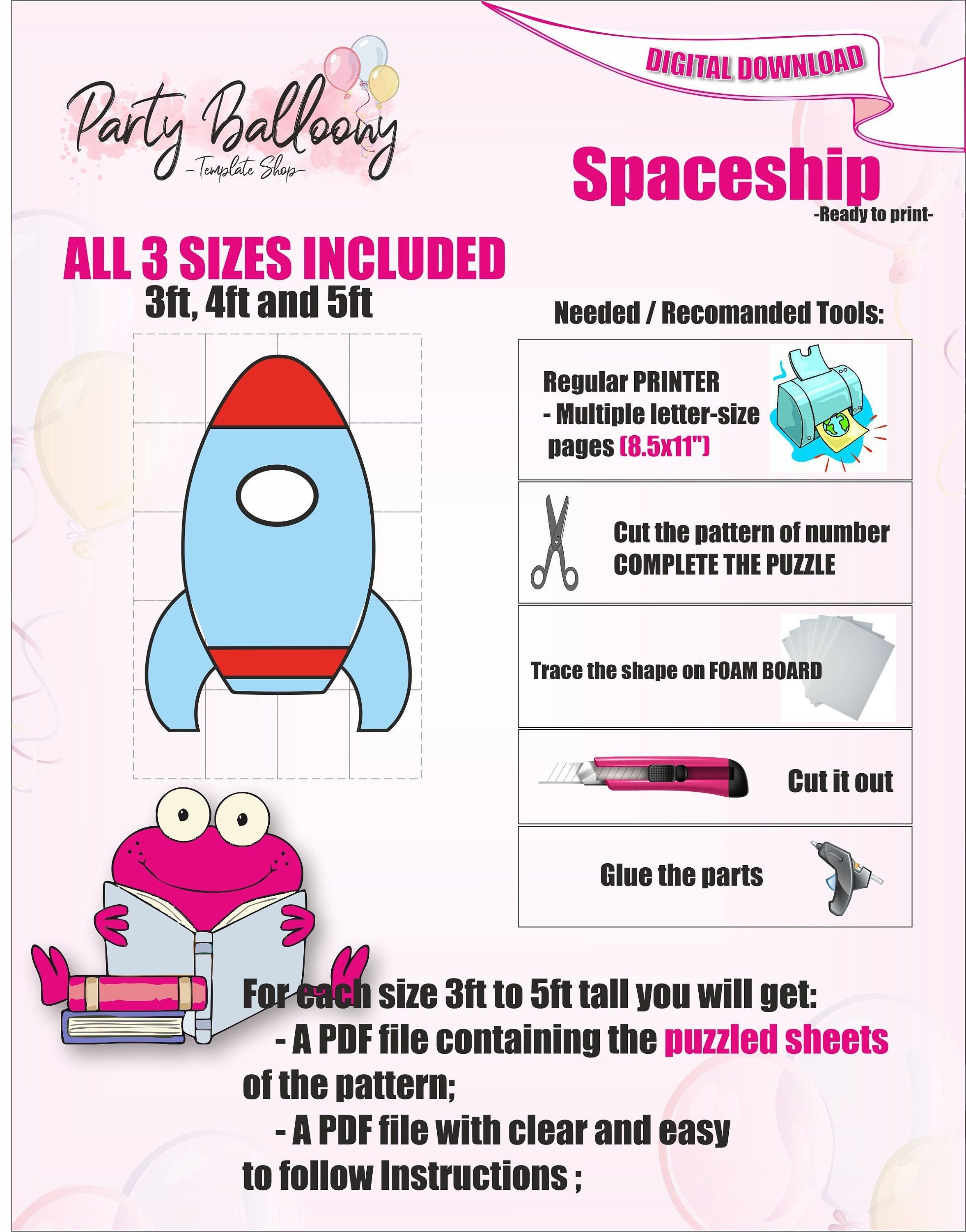 Mosaic Spaceship From Balloons Template/3ft,4ft and 5ft Spacecraft ...