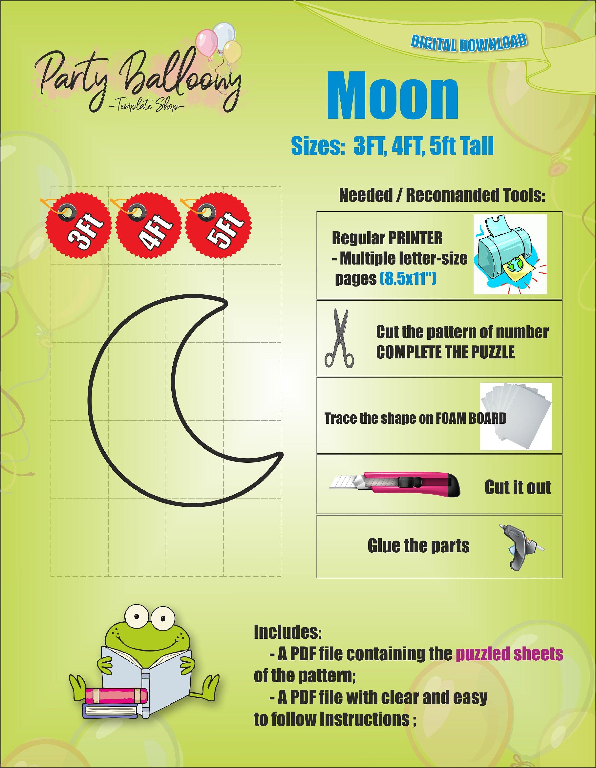 Mosaic Moon Balloon Template/3ft, 4ft and 5ft Moon Mosaic From Balloons ...